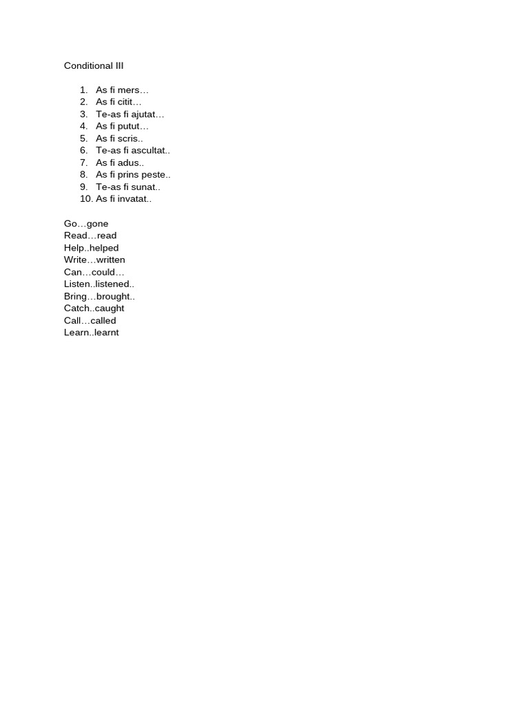 Romanian Conditional III Examples | PDF | Language Arts & Discipline
