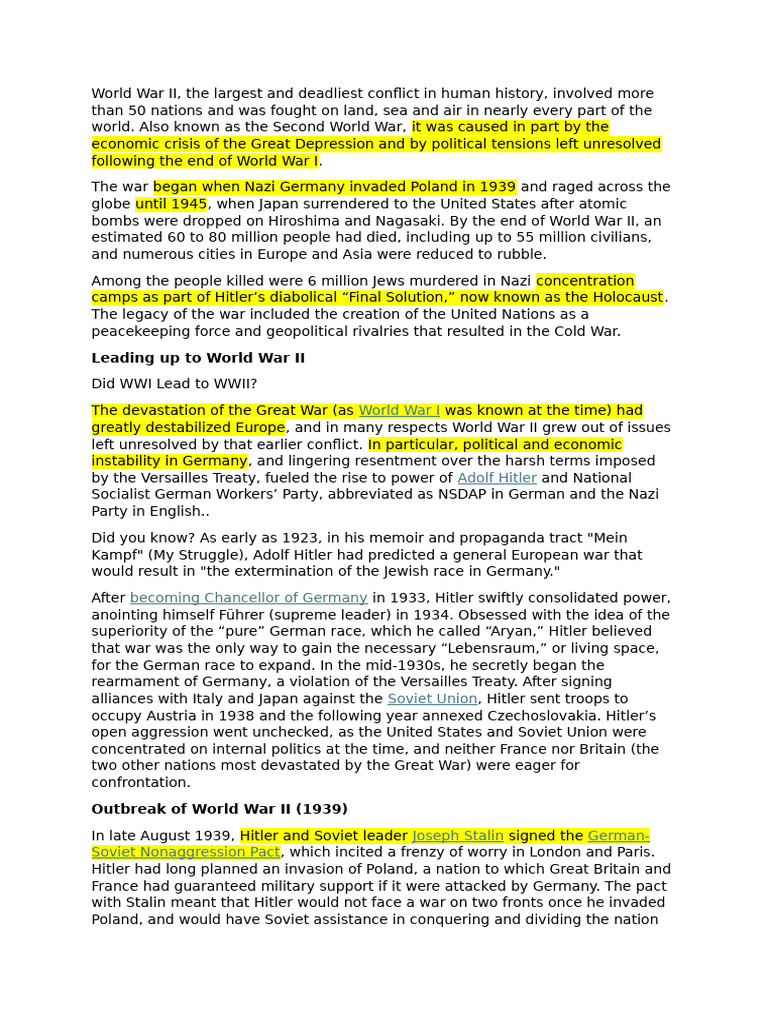 World War II Text Exam Eng | PDF | World War II | Allies Of World War II