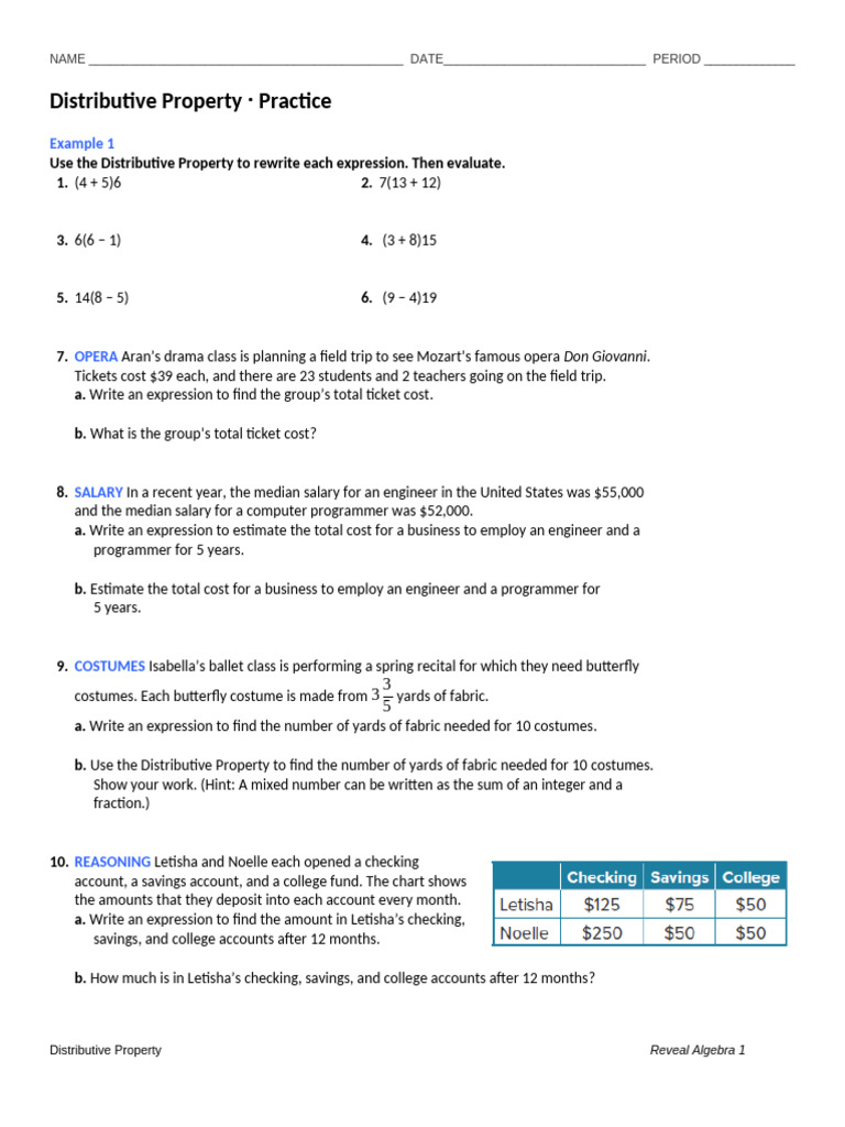 Distributive Property - Practice | PDF | Mathematics