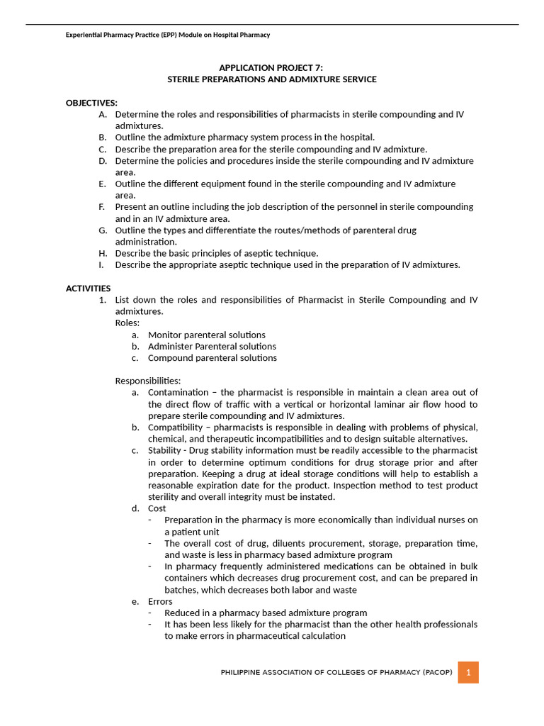 Sterile Preparations 1 | PDF | Pharmacy | Medical Treatments