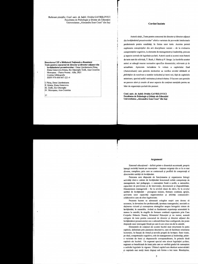 Teste Pentru Concurs Directori - Neamt | PDF