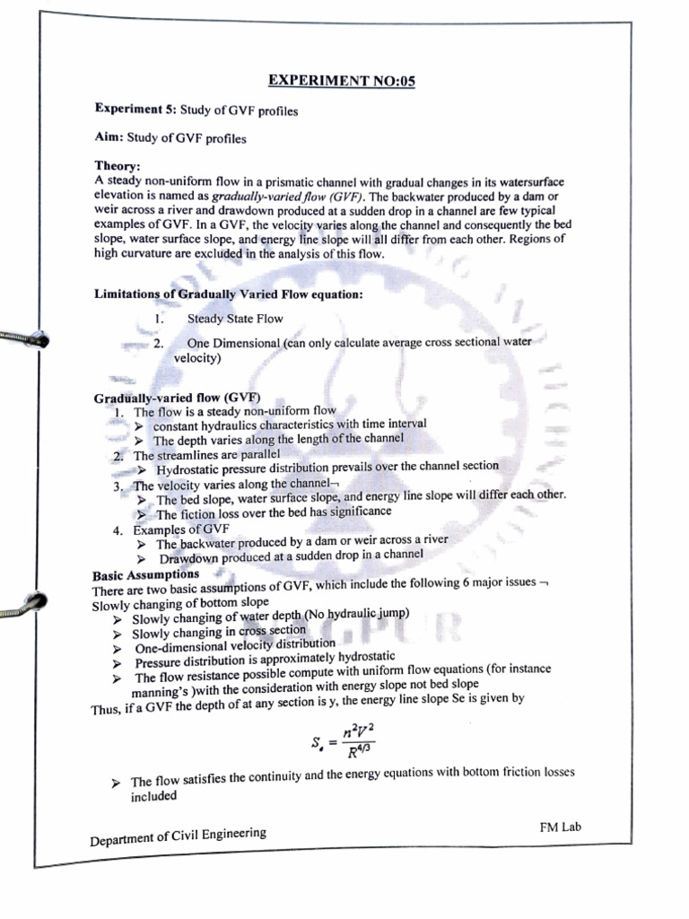 Exp 4 Study of GVF Profiles | PDF | Flood | Liquids