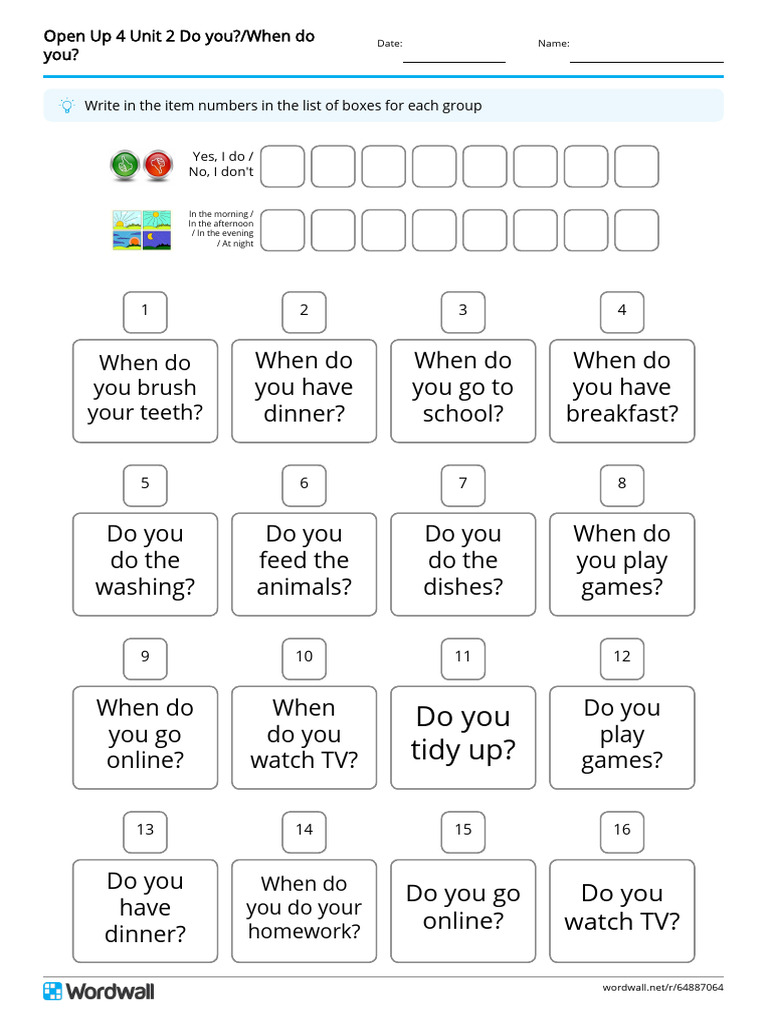 Open Up 4 Unit 2 Do You - When Do You | PDF