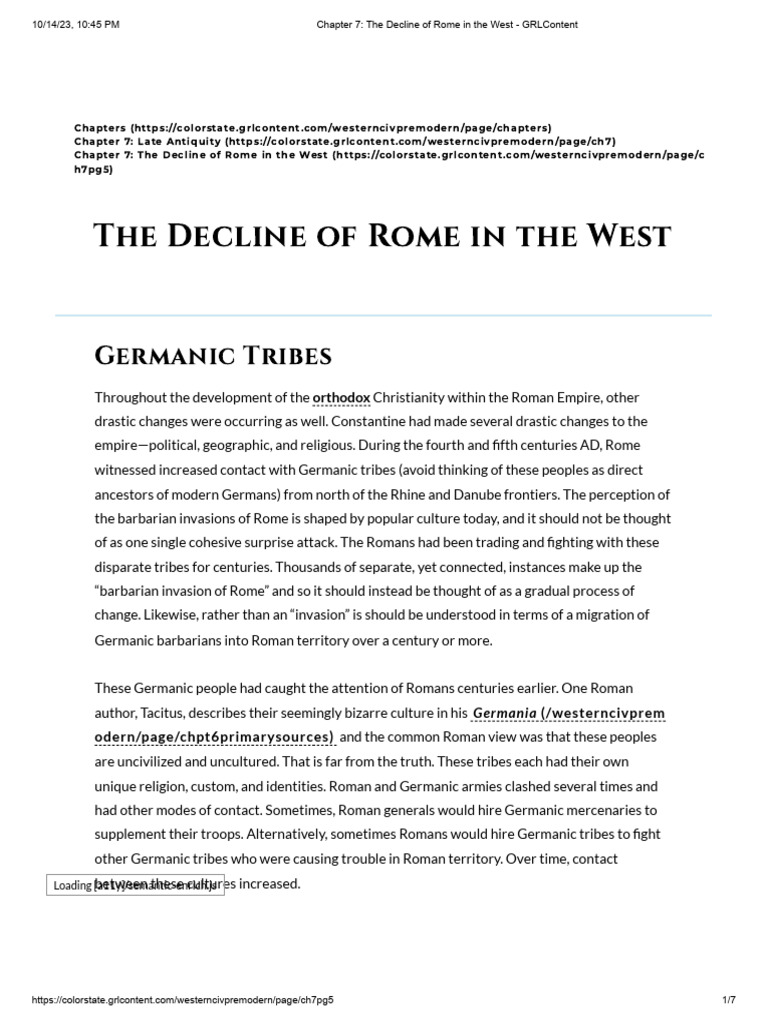 Decline of Rome: Chapter 7 Summary | PDF | Germanic Peoples | Ancient Rome