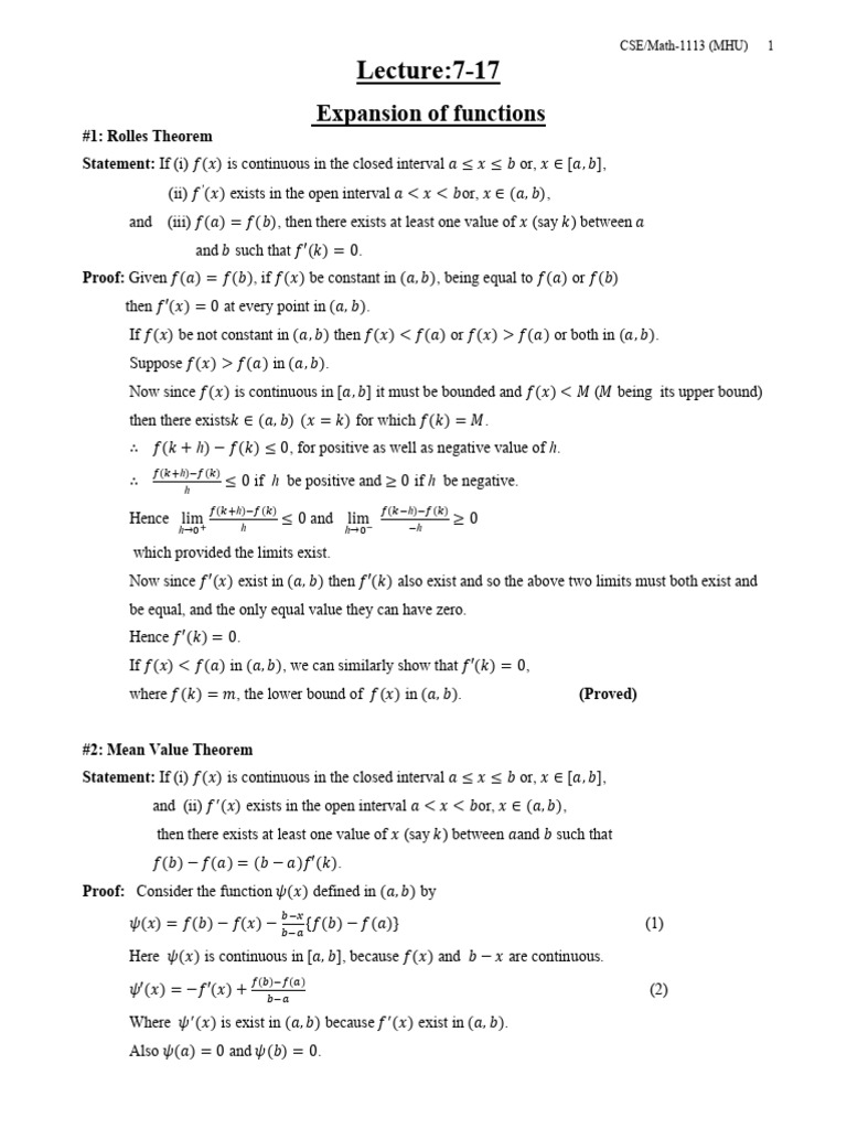 Differentiation Lecture-7-17 | PDF | Mathematical Objects | Mathematical Analysis