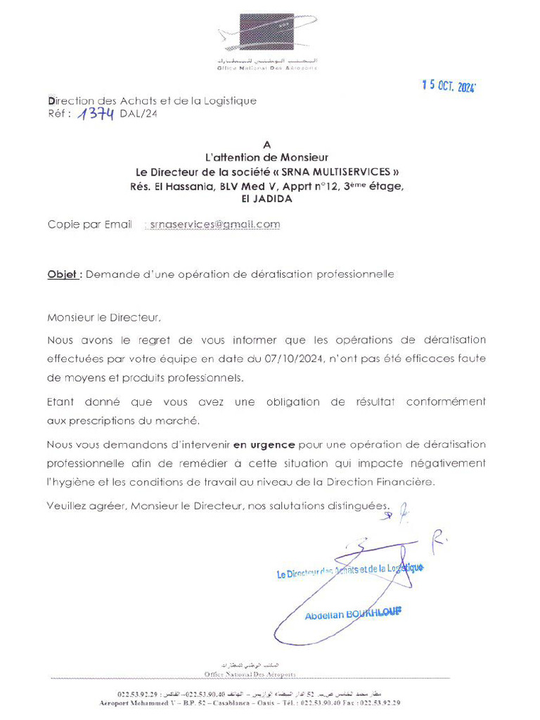 Demande D'une Opération de Dératisation Professionnelle | PDF