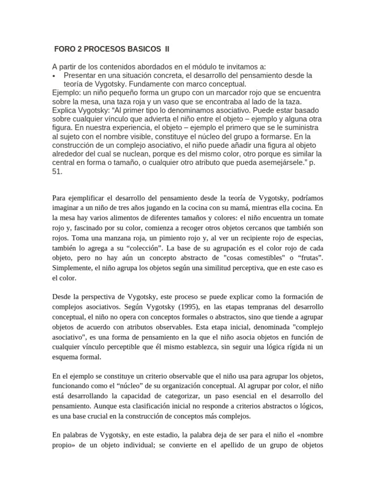 FORO 2 Procesos Basicos II | PDF | Pensamiento | Percepción