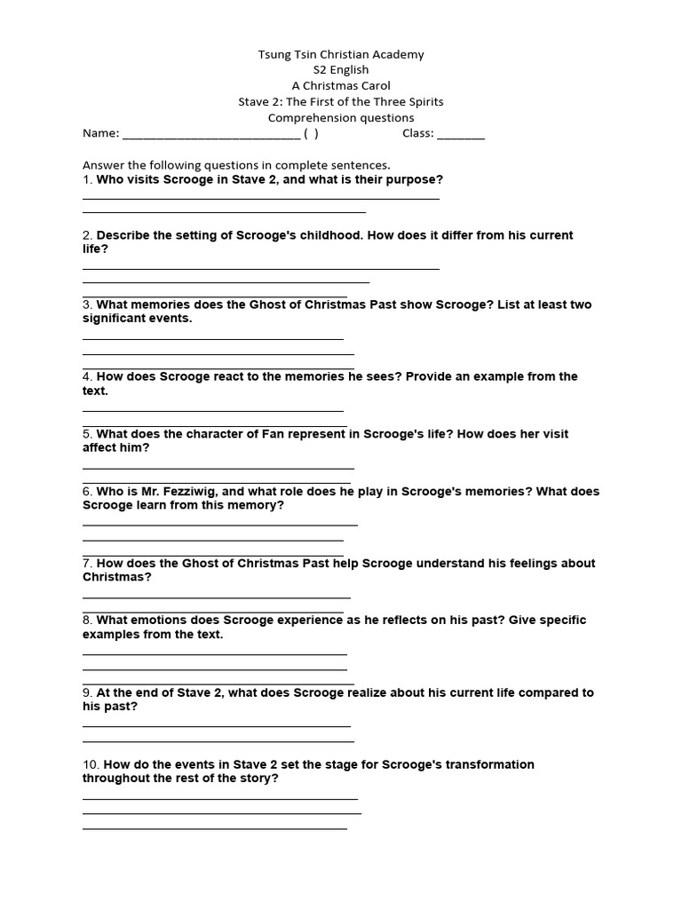 Scrooge's Transformation in Stave 2 | PDF | Ebenezer Scrooge | A ...