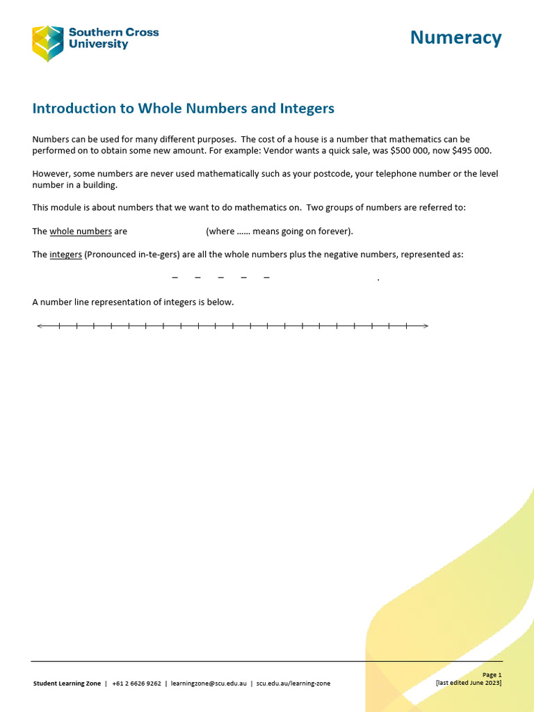 Whole Numbers and Integers | PDF | Subtraction | Multiplication