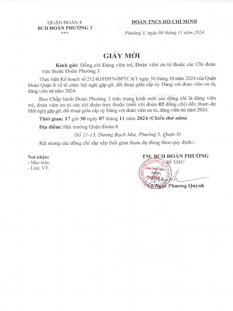 Thu Moi Hoi Nghi Doi Thoai Cap Uy | PDF
