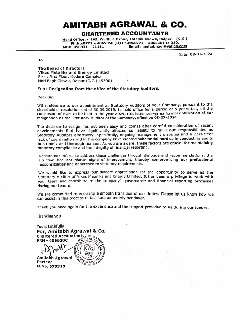 Anne 19 Auditor Resignation | PDF