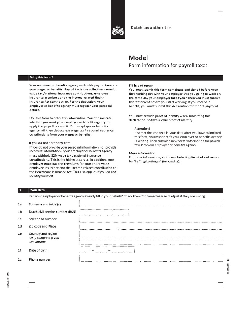 Payroll Tax Information Form NL | PDF | Payroll Tax | Taxes