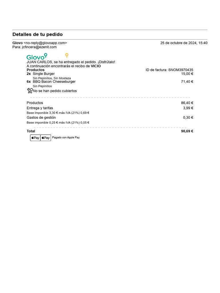 Pedido de comida: VICIO y precios | PDF
