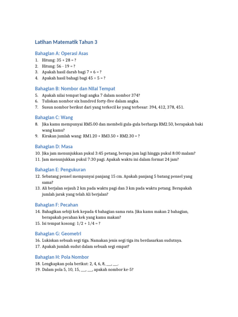 Latihan Matematik | PDF