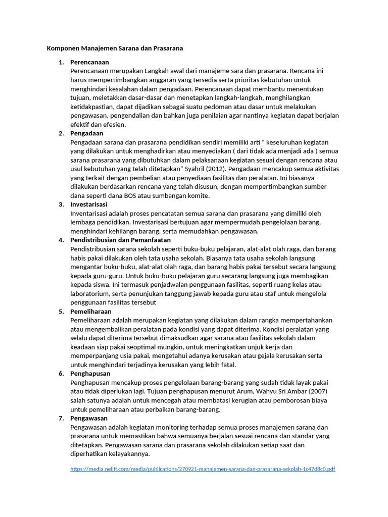 Komponen Dan Pendekatan Manajemen Sarpras | PDF | Karier & Perkembangan