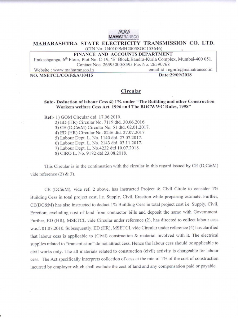 1 % Labour Cess | PDF