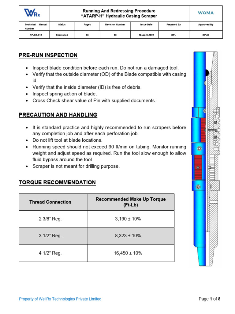 ROTATING SCRAPER Running and Redressing Procedure (ATARP-H Ball ...