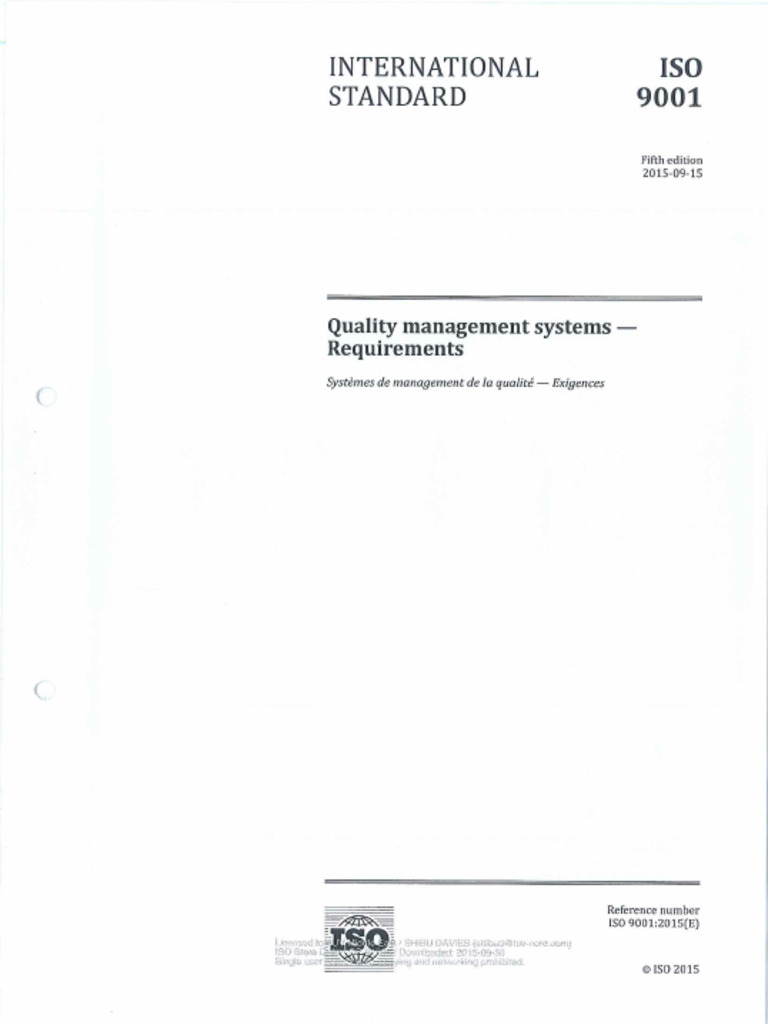 QMS Requirements - ISO 9001 - 2015 | PDF
