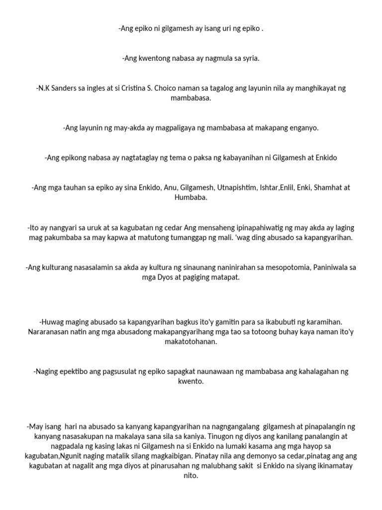Ang Epiko Ni Gilgamesh | PDF