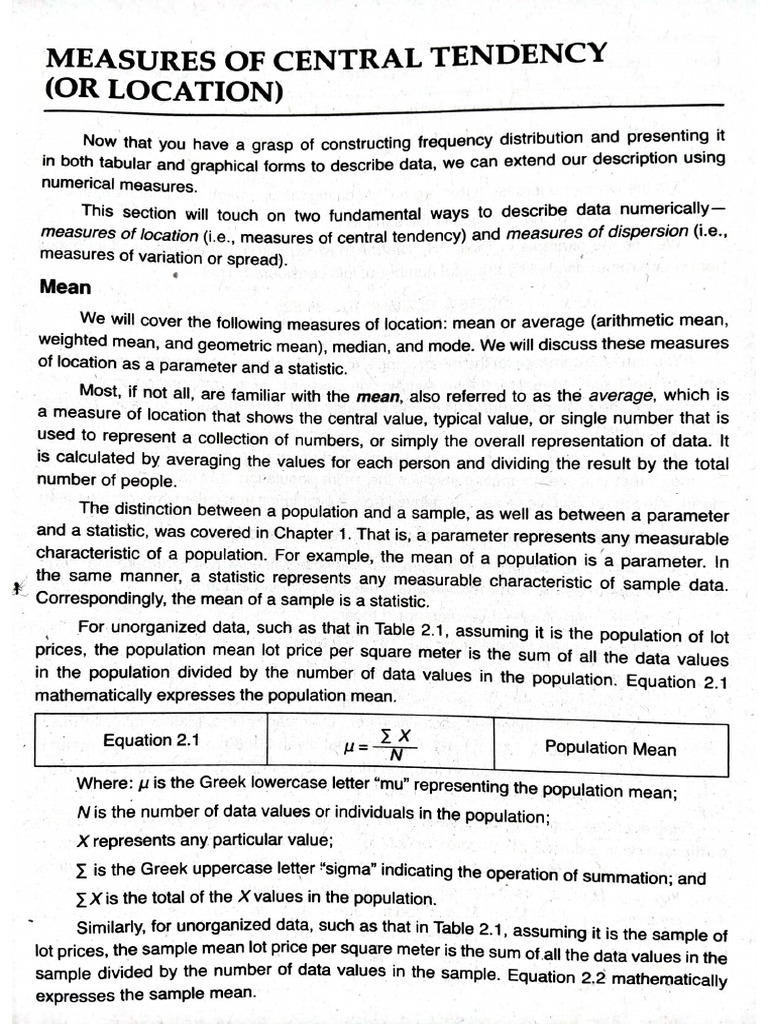 Measure of Central Tendency | PDF
