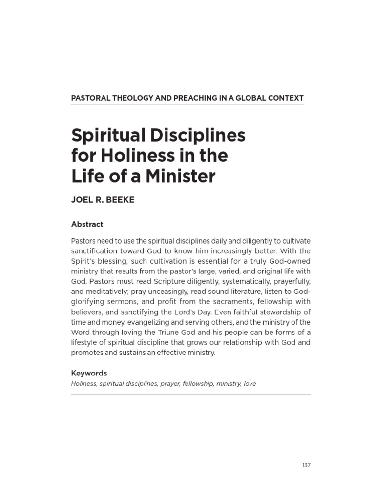 Spiritual Disciplines For Holiness in The Life of | PDF | Prayer | Sermon
