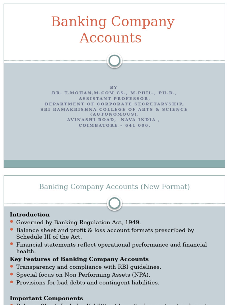 Banking Company Accounts Overview | PDF | Income Statement | Banks