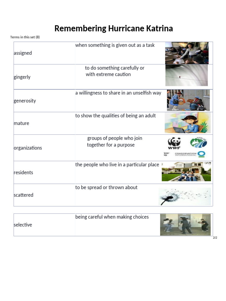Hurricane Katrina Vocabulary Terms | PDF