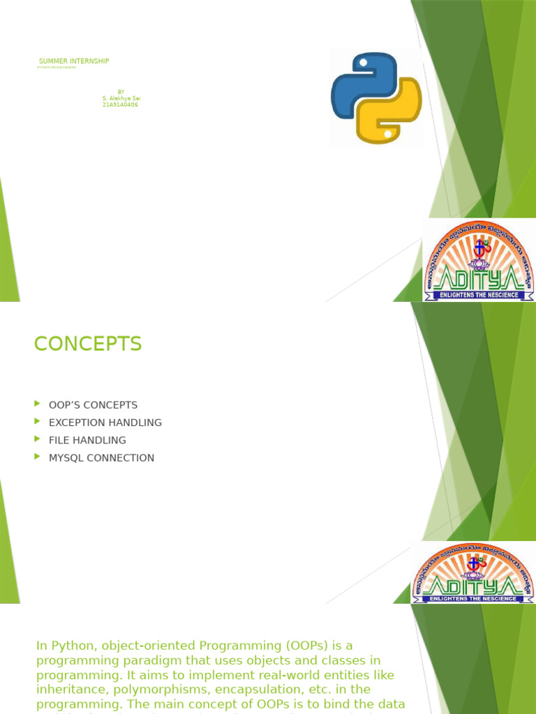 INTERNSHIP ON PYTHON PROGRAMMING (1) - Read-Only | PDF | Object Oriented Programming | Class ...