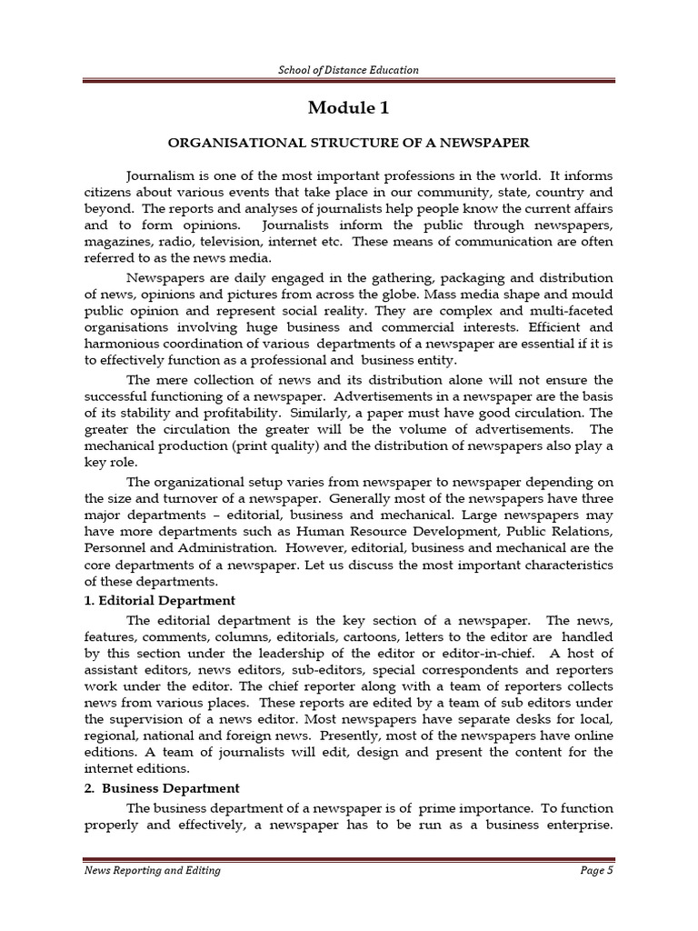 Newspaper Journalism Notes | PDF | Newspapers | Copy Editing