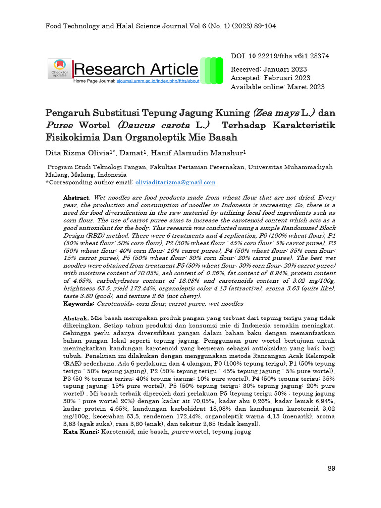 Olivia, DR, Damat, D and Manshur, HA. Pengaruh Substitusi Tepung Jagung Kuning (Zea Mays L.) Dan ...