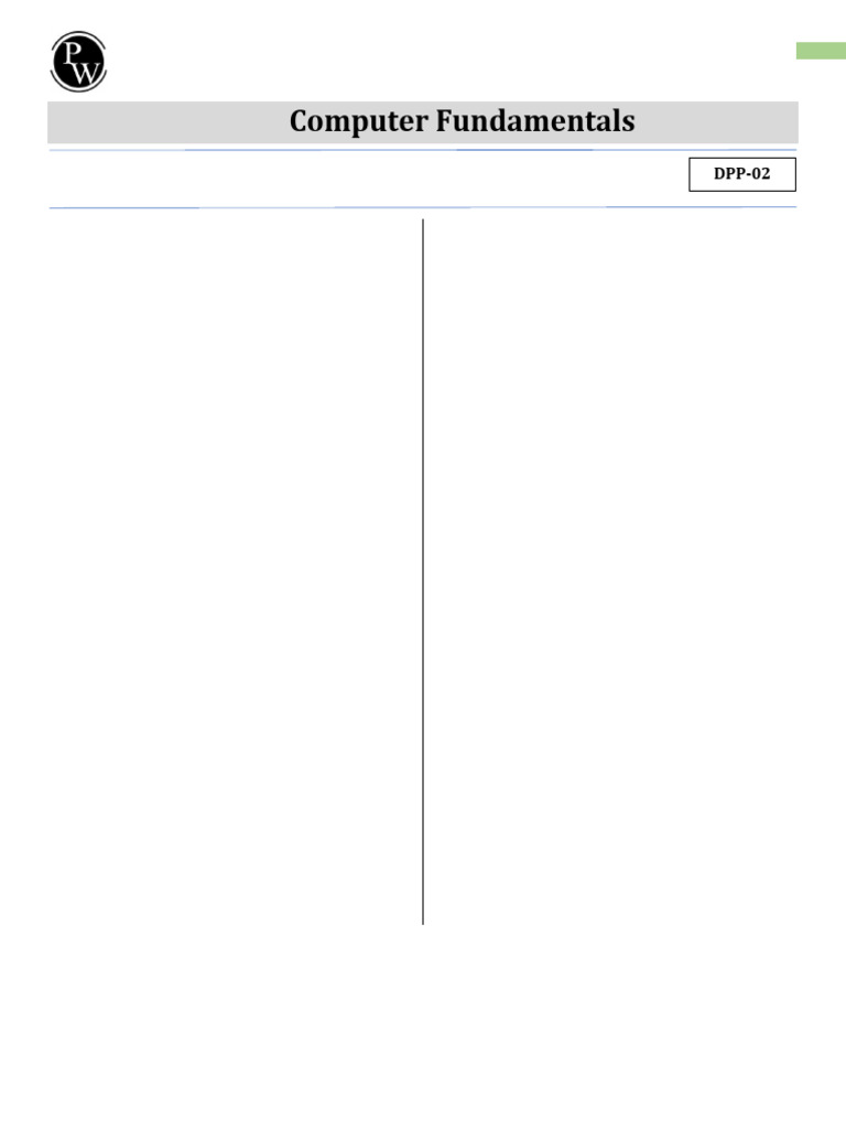 Computer Fundamentals - DPP 02 (English) | PDF | Computer Science | Computing