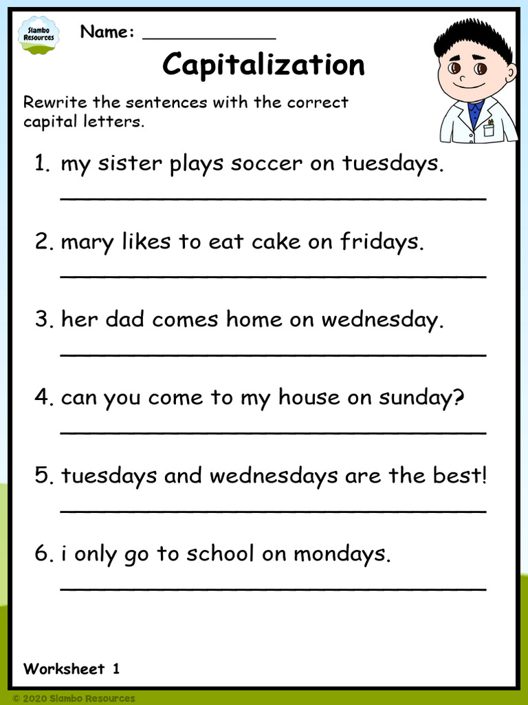 Grade 2 Capitalization Worksheet | PDF