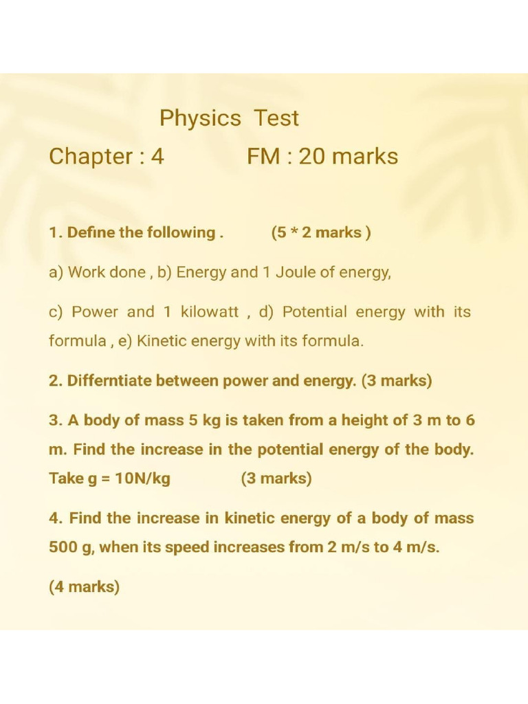 Physics Test - 4 | PDF