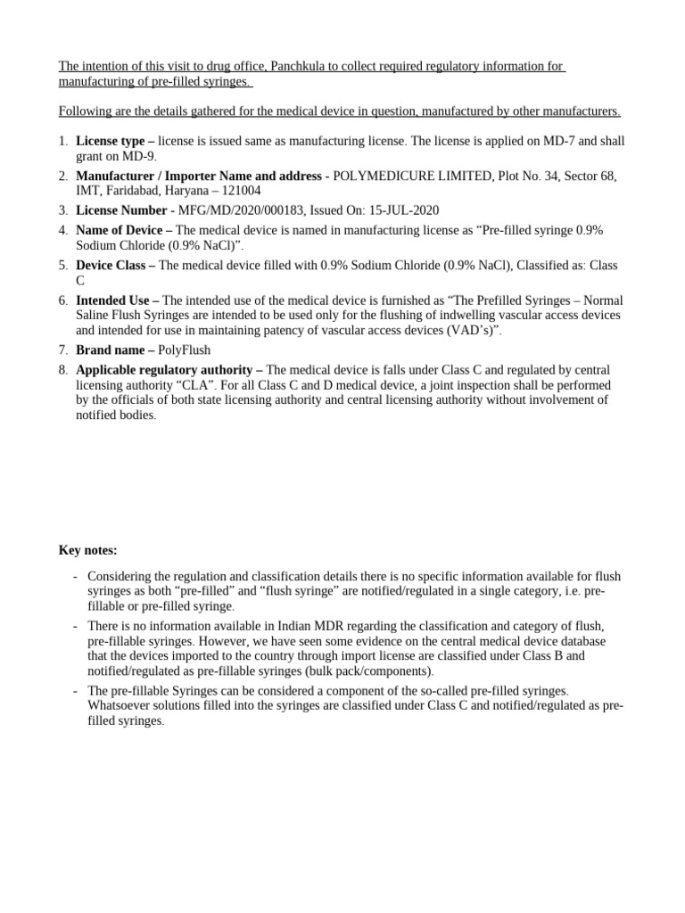 Regulatory Information - PFS Syringes | PDF | Business | Finance ...