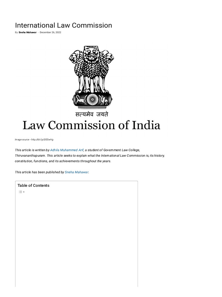 International Law Commission - Ipleaders | PDF | International Law | Codification (Law)