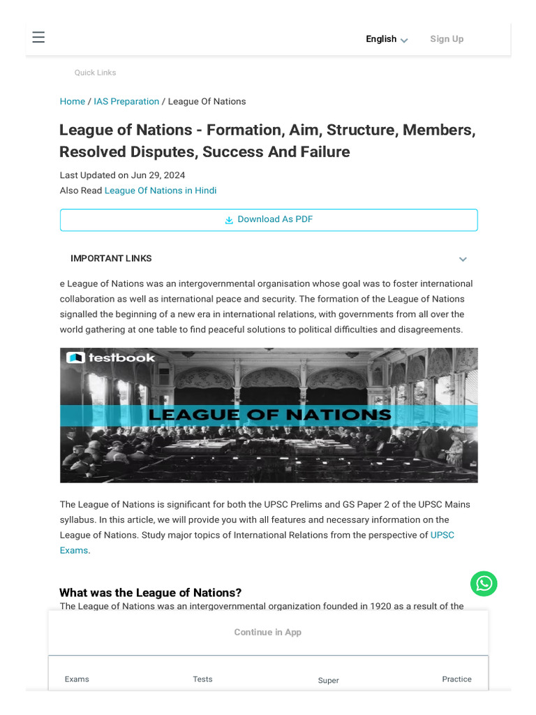 League of Nations - Aim, Formation, Members & Structure - UPSC | PDF ...