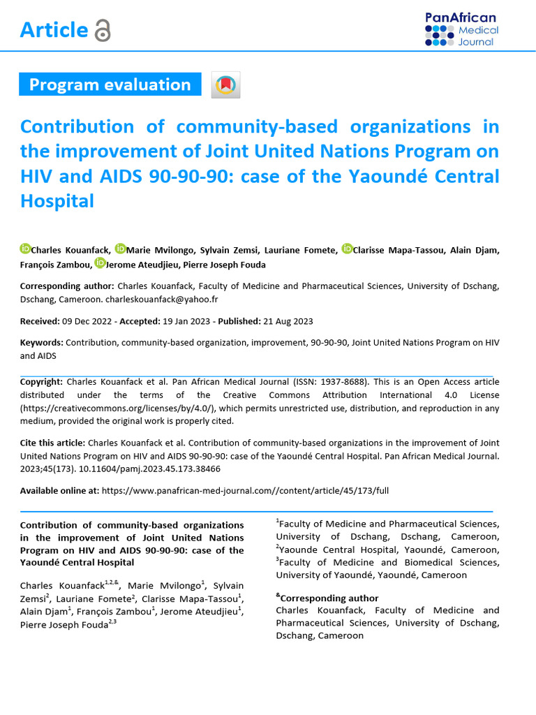 2023 PR Kounfack PAMJ-45-173 | PDF | Management Of Hiv/Aids | Health Care