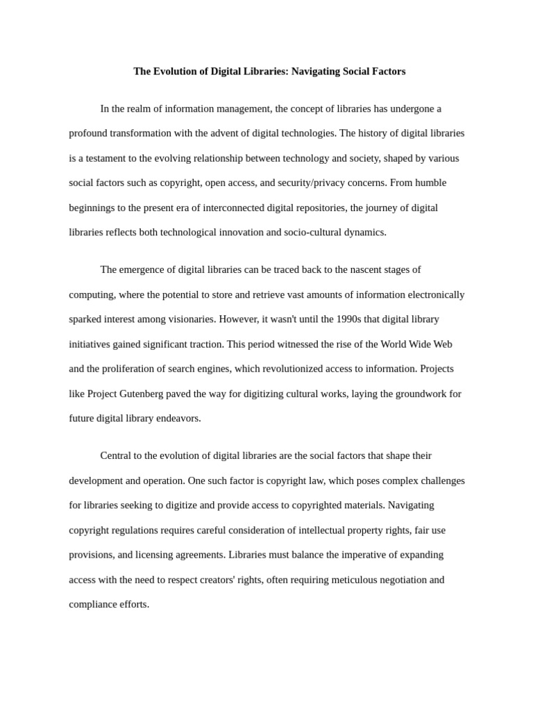 The Evolution of Digital Libraries | PDF | Digital Library | Computer ...