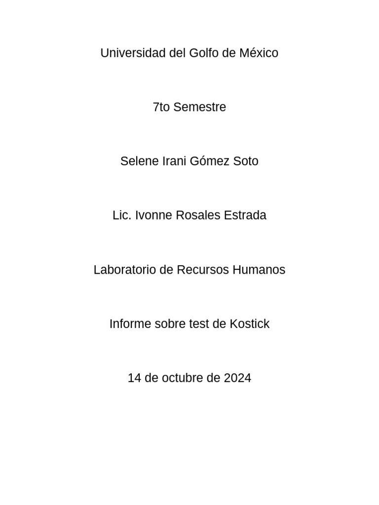 Informe de Kostick | PDF | Las emociones | Comportamiento