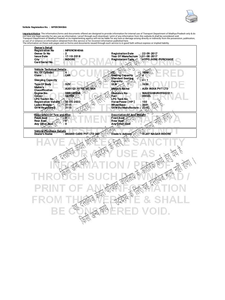 MP Transport DR Arvind Jangid Audi | PDF | Automotive Technologies ...