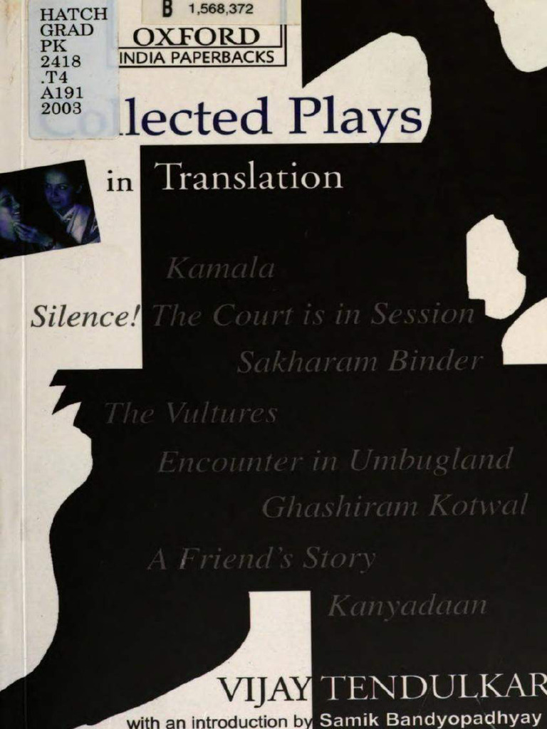 Vijay Dhondopant Tendulkar - Collected Plays in Translation _ Kamala ...