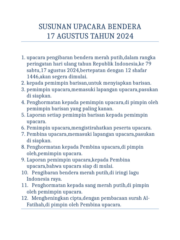 Susunan Upacara Bendera | PDF