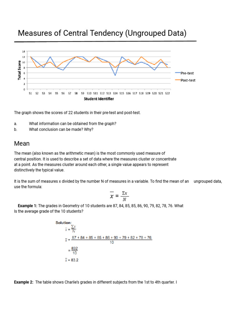 Student Data Analysis Guide | PDF | Mean | Average