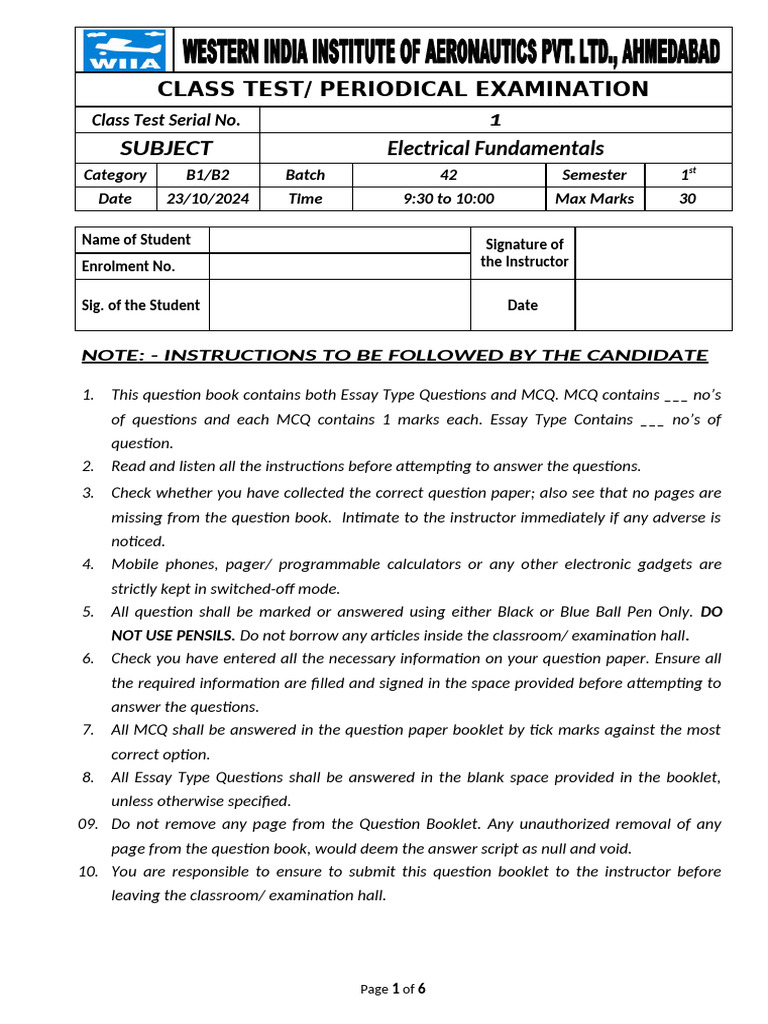 class test (2) | PDF | Electrical Resistance And Conductance | Resistor