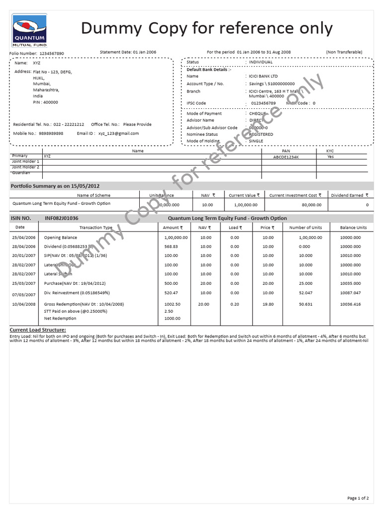 SOA Statement | PDF | Banks | Mutual Funds