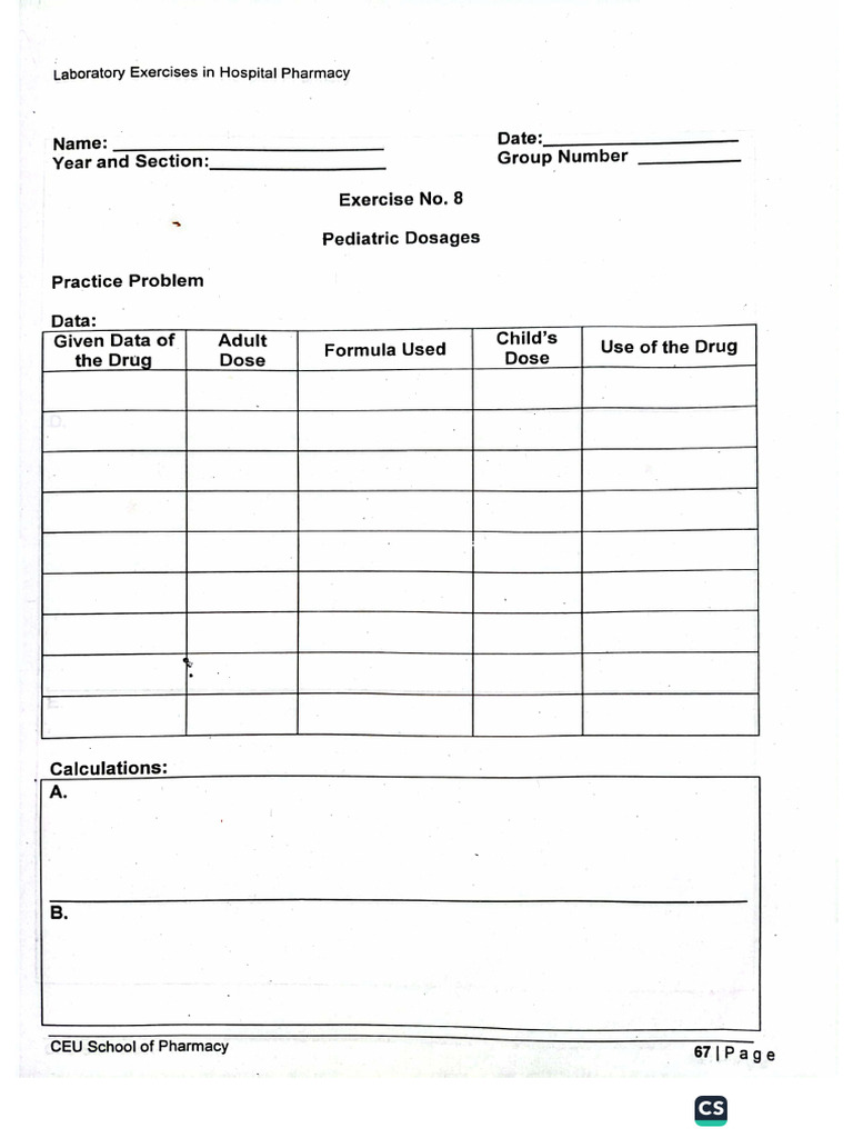 DISPENSING LAB EXERCISE No.8 | PDF