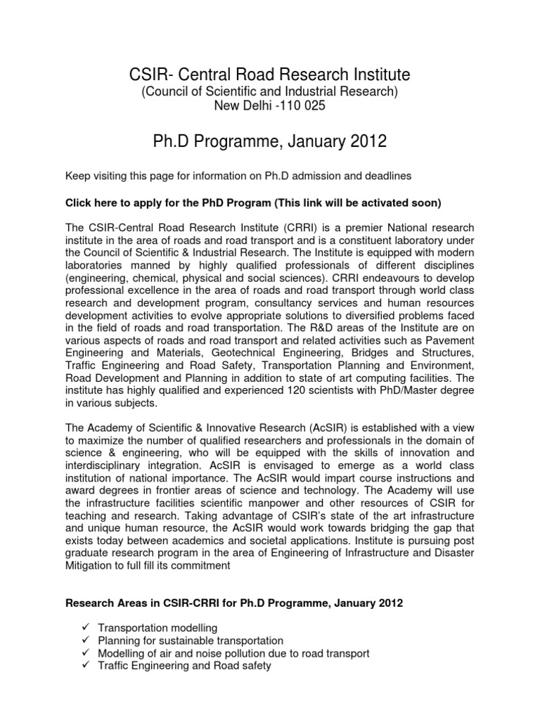 CSIR-Central Road Research Institute: (Council of Scientific and ...