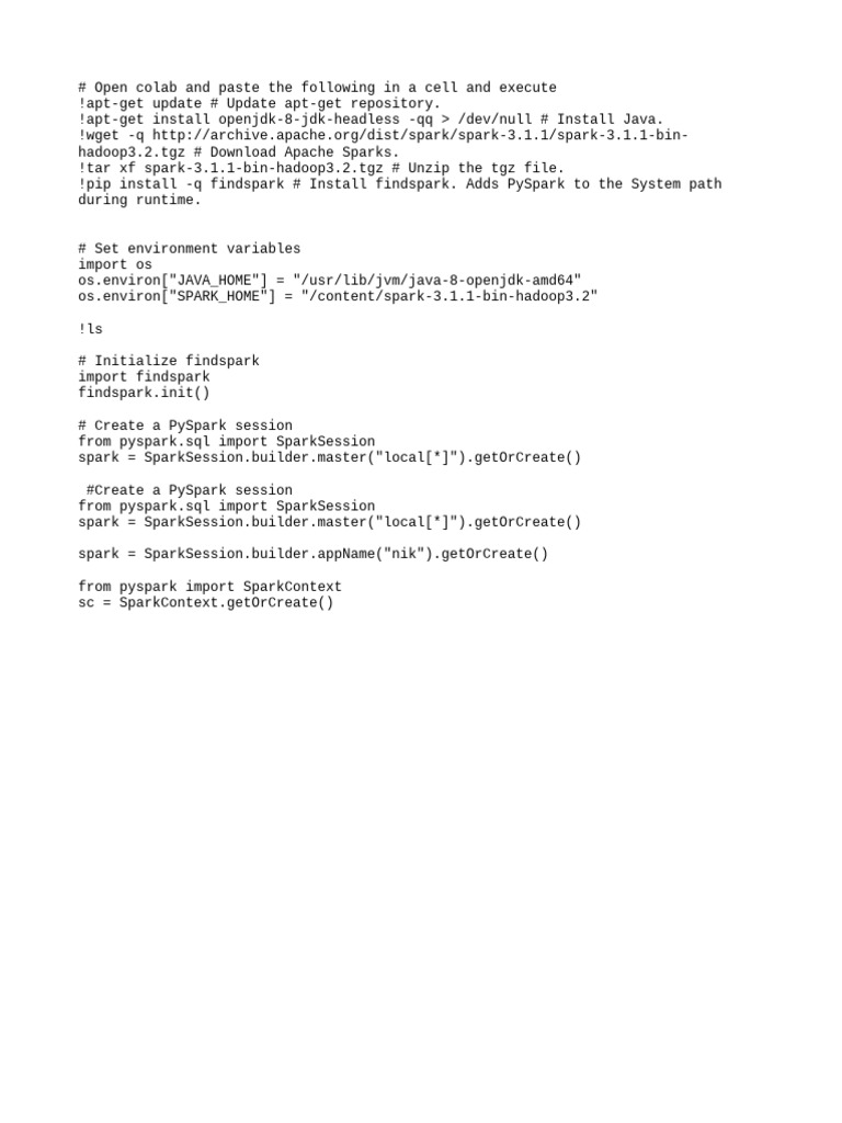 Colab Spark Initialize Step | PDF | Technology & Engineering