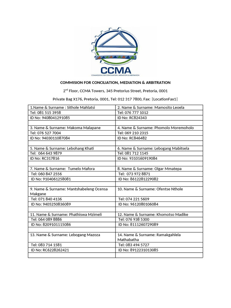 Ccma Parties List | PDF