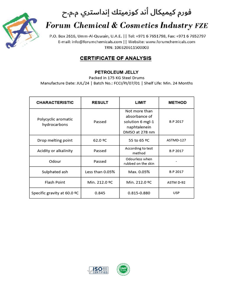 FCCI - Pet Jelly - COA - July 24 | PDF